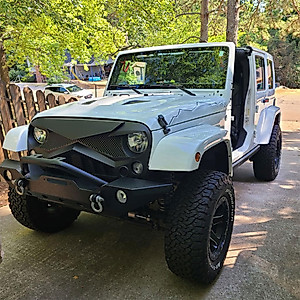 American Modified Hawke Easy Installation Front Grille Cover for 2007 to 2018 Jeep Wrangler, JK/JKU, Rubicon, and Sahara Sport, Matte Black