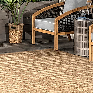 nuLOOM 5' x 8' Outdoor Performance Area Rug, Stain Resistant, Weather Resistant, High Traffic, Patio, Balcony, Outside, Marin Brown