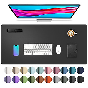 Leather Desk Pad Protector,Mouse Pad,Office Desk Mat, Non-Slip PU Leather Desk Blotter,Laptop Desk Pad,Waterproof Desk Writing Pad for Office and Home (Black,31.5" x 15.7")