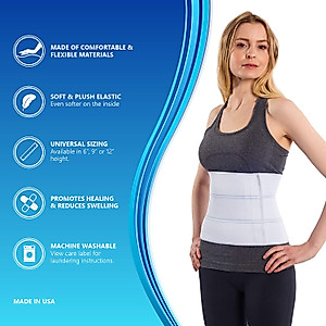 NYOrtho Abdominal Binder Lower Waist Support Belt - Compression Wrap - Men - Women MADE IN USA (30" - 45") 3 Panel - 9"