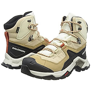 Salomon Quest Element Gore-TEX Hiking Boots for Women, Safari/Vanilla Ice/Mecca Orange, 10