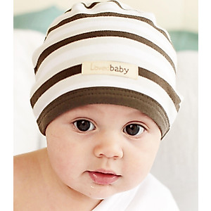 L'ovedbaby Unisex-Baby Organic Cute Cap, Bark Stripe, Newborn (up to 7 lbs.),