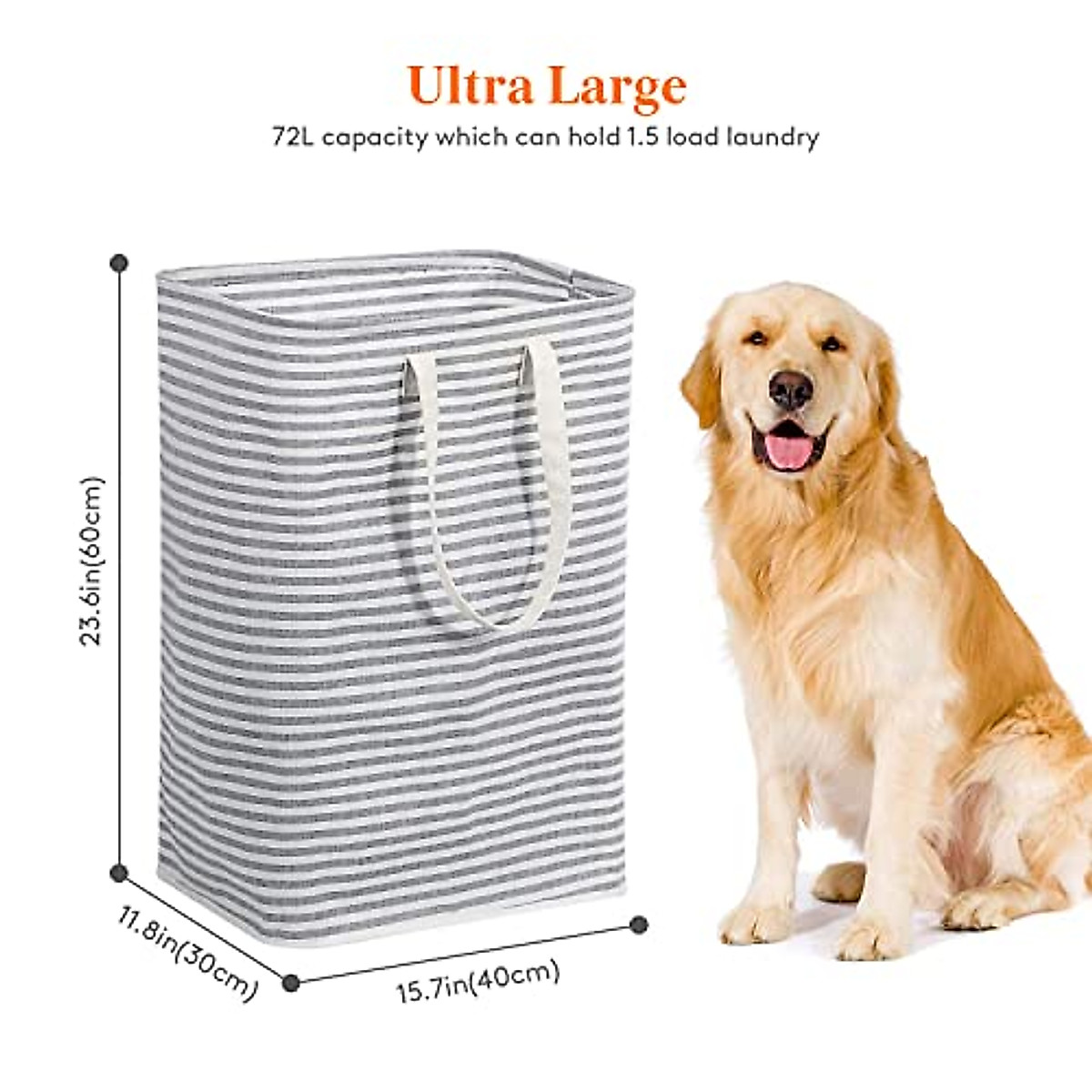 Lifewit 72L Freestanding Laundry Hamper, Bundle with 105L Double Laundry Hamper with Lid and Removable Laundry Bags, Grey