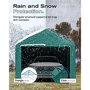 FINFREE 10 x 20 ft Heavy Duty Carport with Removable Sidewalls and Doors，Car Cnopy with 4 sandbags, Garage Shelter for Outdoor Party, Birthday, Garden, Boat, Green