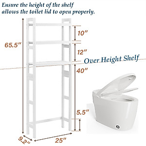 ACUEL Poly Lumber Over The Toilet Storage, 3-Tier Bathroom Over Toilet Organizer Rack, Water Resistant, Freestanding Toilet Adjustable Shelf, Fit Most Toilets, Easy Assembly (White)