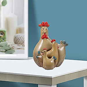 BESPORTBLE Ceramic Rooster Figurines Chicken Family Garden Statue Farm Animal Sculpture Porcelain Modern Animal Decoration for Home Office