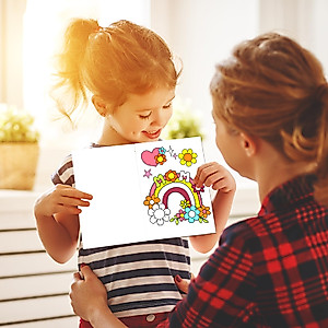 Fancy Land Color Your Own Mother's Day Cards for Kids Classroom Crafts Mom's Day Greeting Cards with Envelopes for DIY Birthday Gifts School Activities Party Favors Supplies 12Pcs