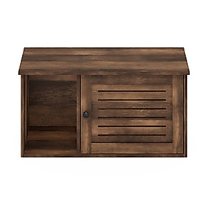 Furinno Peli Farmhouse Hidden Cat Litter Box with Divider, Rustic Brown