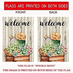 YaoChong Welcome Succulent Garden Flag Verticle Double Sided,Spring Summer Autumn Seasonal Gift Yard Farmhouse Holiday Decorations 12.5 x 18 inch