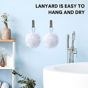 50 Pack Loofah Sponge Bath Sponge Shower Loofah Mesh Shower Ball Bath Pouf Wash Body Puff for Women Men, 30 g (White)