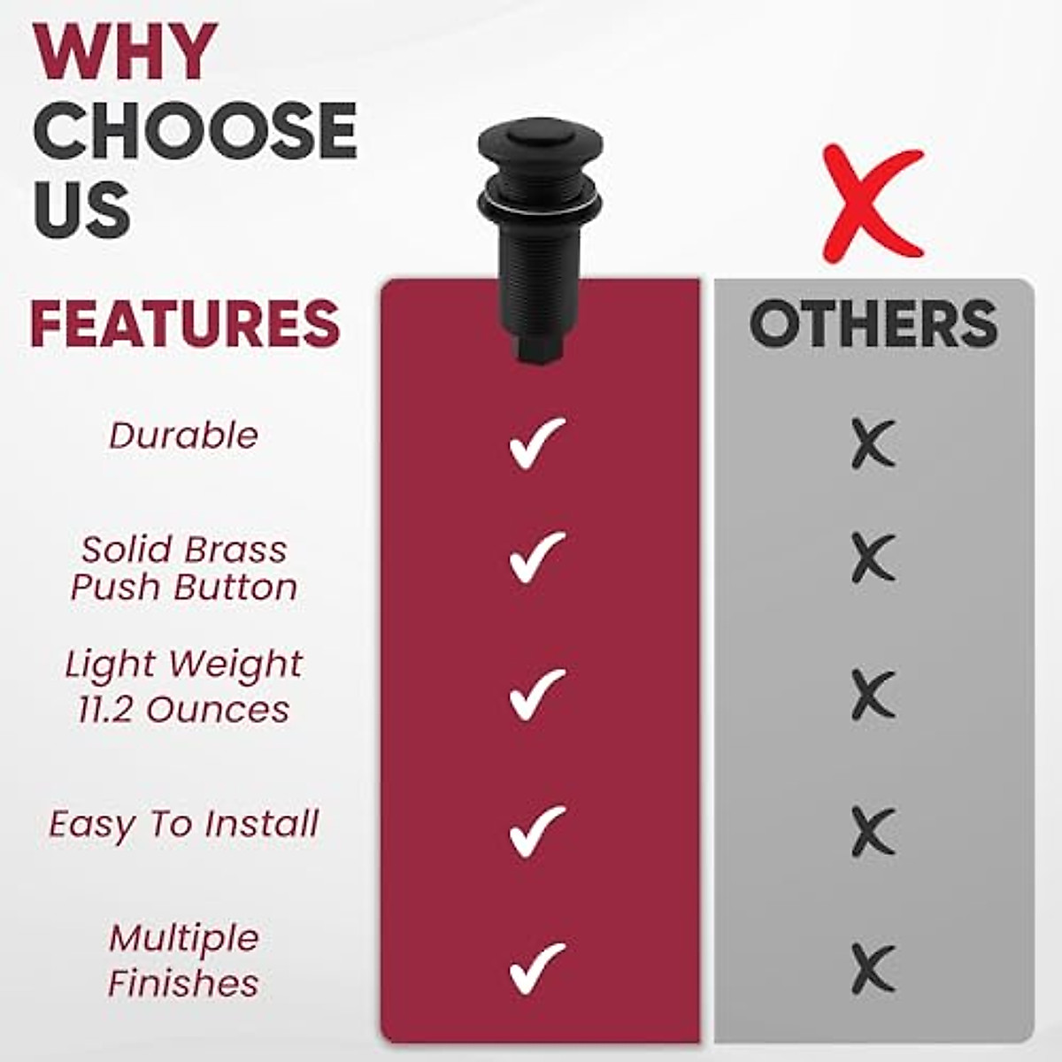 Westbrass ASB-2B3-62 Sink Top Waste Disposal Air Switch and Dual Outlet Control Box, Flush Button, Matte Black