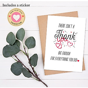 TRIDECOR Thank you Card with Envelope, Simple Cute Single Thankful Card, Grateful Gratitude Card - Folded 5"x7" Card for Him, Her, Teacher, Boss, Doctor, Mom, Dad, Coworker, Bridesmaids, Groomsmen