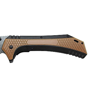 Snake Eye Tactical 12" Heavy Duty Stonewashed Blade Ultra Smooth One Hand Opening Folding Pocket Knife Limited Edition Collectors Knife - Ideal for Recreational Work Hiking Camping (Brown)