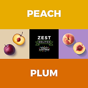 Fruit Snacks by Zest Delites, Fruit Leather, Healthy Snacks for Adults, Dried Fruit Bars, Gluten Free Fruit Strips, Vegan Healthy Snacks, Fruit Strips, Peach, Plum, 0.88 oz x 10