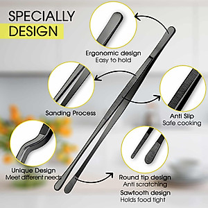 4 PCS 12 Inch Kitchen Tweezers For Cooking - Cooking Tweezers Stainless Steel - Long Tweezers For Cooking Perfect For BBQ, Eating, Cooking