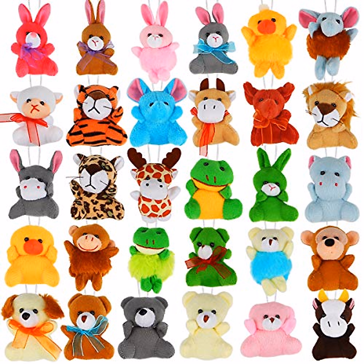 Aitbay 30 Pack Mini Plush Animals Toys Set, Cute Small Stuffed Animal Keychain Set for Party Favors, Goodie Bag Fillers, Carnival Prizes, Classroom Rewards, Kids Valentine Gift Easter Egg Filter