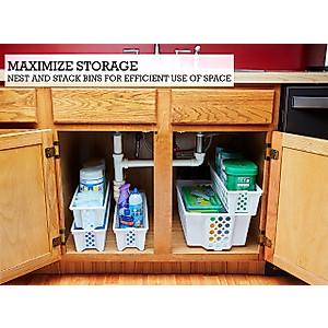 Organize Your Home Long Slide-It Baskets, 3 Pack, Stacking and Sliding Modular Storage, Great Organizing Bins for Pantry, Closet, Bedroom, Office, and all Storage, 21” x 6.3” x 4.4”