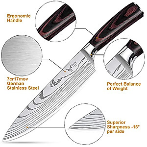 Bekhic Chef Knife - CKnife Pro Kitchen Knife 8-Inch Chef's Knife made of German High Carbon Stainless Steel ，Ergonomic Handle, Ultra Sharp