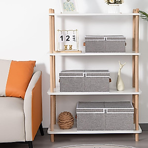 YheenLf Storage Bins with Lids, Fabric Storage Boxes, Storage Organizer Container with Handles, Collapsible Storage Cube for Organizing, Grey, 1-Pack, 16.1 x 9.8 x 6.5 in