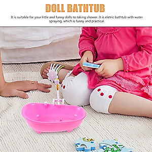 Toyvian Toy Bathtub for Dolls, Baby Doll Real Working Bath Set Electric Bathtub with Shower and Faucet Pretend Play Toy Play Water Accessories Fits Most Dolls ​Up to 12''