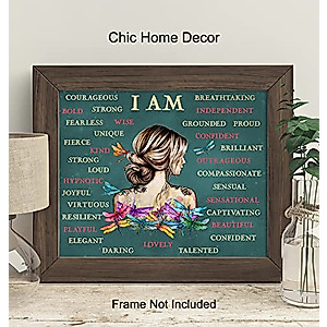 Positive Affirmations Boho-chic Wall Art & Decor - I Am Bohemian Motivational Wall Decor - Inspirational Quotes Sayings - Encouragement Gifts for Women - Encouraging Wall Decor - UNFRAMED Picture