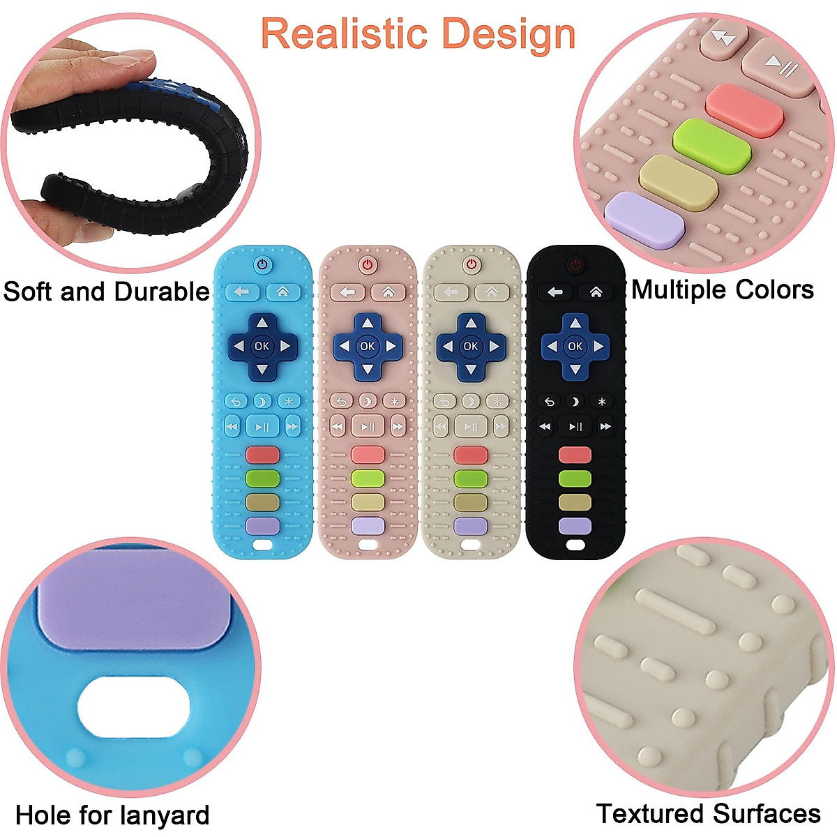 AIZIXIN Soft Silicone Baby Teething Toys,TV Remote Control Shape Teething Toys for Babies 3-24 Months, BPA Free Baby Teethers Relief Soothe Toys, Baby Chew Toys for Toddlers Boy Girl(Pink)