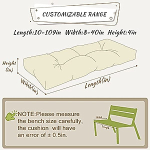 FINDEN Custom Bench Cushion, Patio Bench Cushion Indoor,Outdoor Cushions for Patio Furniture Chair Cushion Bench Pad,Bench Seat Cushion,Porch Swing Cushions Bay Window Sofa Garden Cushion