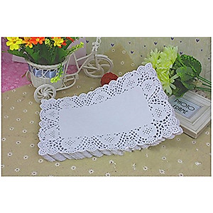 DECORA 9X6.5 Inch Rectangle White Paper Doilies for Birthday Party Wedding Tableware Decoration,Pack of 200
