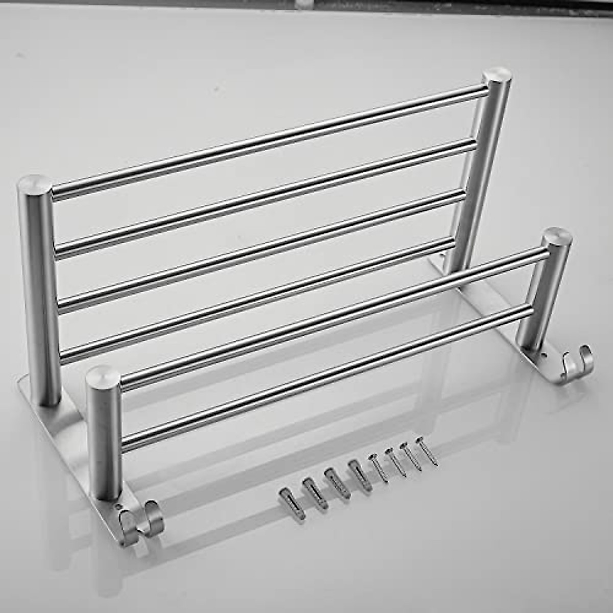 Leekayer Bathroom Towel Rack Double Layer, Brushed Nickel 40cm Stainless Steel Bathroom Towel Rack Wall Screw Installation 15.74 inches