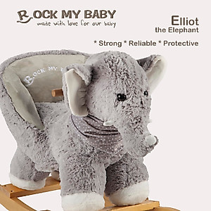 Rock My Baby Rocking Horse Elephant with Chair, Plush Stuffed Rocking Animals, Baby Rocker with Sweet Music, Animal Ride on for Girls and Boys 1 Year and up(Gray Elephant),CPC Certified