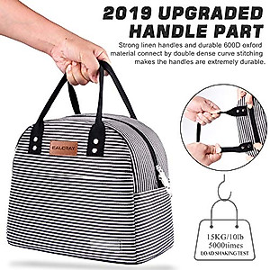 BALORAY Reusable Lunch Bag for Women Men Leakproof Multi-functional with Shoulder Strap Adult Lunch Box Thermal Cooler Bag Lunch Container for Women Men Work Picnic (Black White Strip)