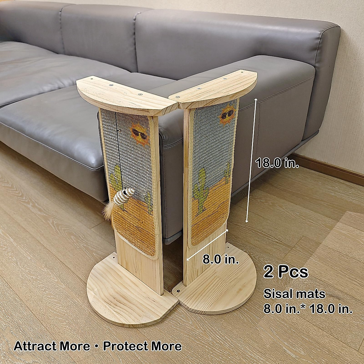 FuneeTop 2 in 1 Corner Cat Scratcher, Foldable Cat Scratching Board for Indoor Cats, 25 Inch Cat Scratching Post, Protecting Furniture Wall Corner Cat Scratcher