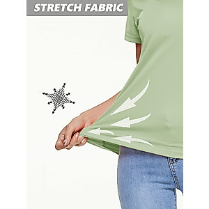 MAGCOMSEN Women's Dry Fit Shirts Running Shirts for Women Outdoor Shirts Summer Hiking Shirts Cool Short Sleeve Athletic T-Shirts L Light Green