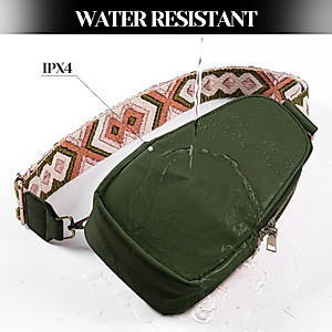 JXWENBYX Sling Bag for Women PU Leather Sling Bag Small Crossbody Sling Backpack Fashion Chest Bag for Traveling Hiking (Green)