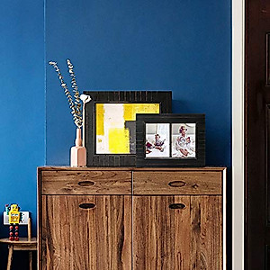 Eosglac 8x10 Picture Frame Distressed Black, Timbermount Rustic Photo Frame with Wood Siding Look, Tabletop or Wall Display