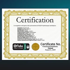 Cryptnox FIDO2 Security Key - Passwordless & 2FA Authentication - Compatible Microsoft, Apple, Google & More - Mifare Desfire - Convenient Card Format - NFC & Contact