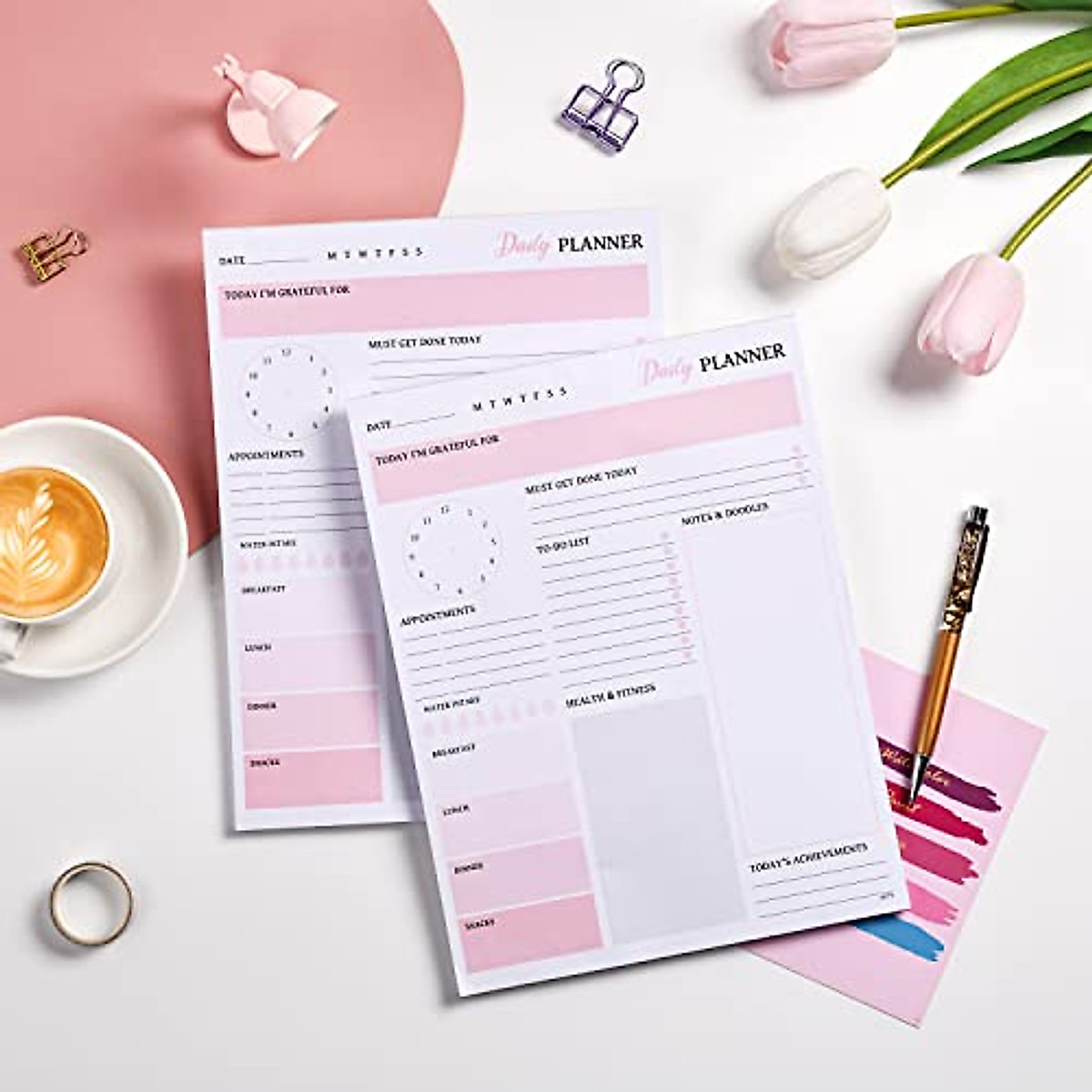 To Do List Notepad - Daily Planner Notepad Undated 50 Sheets Tear Off, 8.5"x11", Includes Calendar, Organizer, Scheduler for Goals, Tasks, Ideas, Notes and To Do Lists