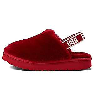 UGG Girls T Fluff Yeah Clog Slipper, Samba RED, 12 Little Kid