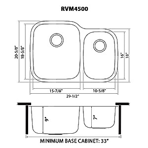 Ruvati 29-inch Undermount 60/40 Double Bowl 16 Gauge Stainless Steel Kitchen Sink - RVM4500