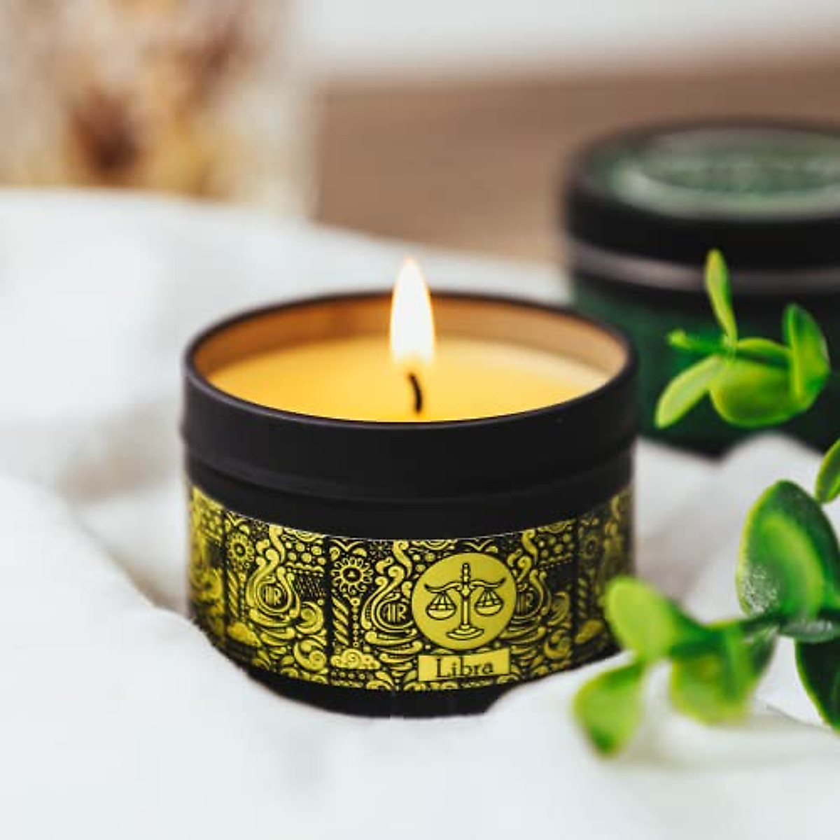 Eutectic Scented Colorful Tin Aromatherapy Candle Gift Set | Zodiac Sign Collection Candles Bulk | 3.5 Oz Natural Soy Wax with Jasmine, Sea Breeze, Ocean, and Forrest Fragrance Small Candles