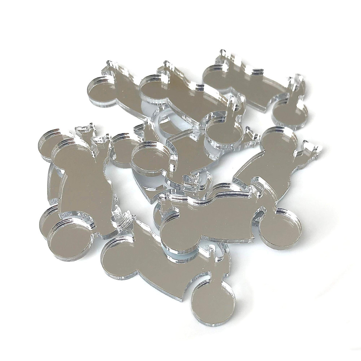 Super Cool Creations Motorbike Shaped Crafting Mirrors, Set of 10, Many Colours, Shatterproof Acrylic, Latte, Pack of 10 x 4cm