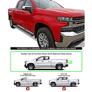APS (Stainless Steel Polished Silver 6in Boards Compatible with Silverado Sierra 1500 2019-2025 Extended Cab & 2500 3500 2020-2025 (Exclude 19 1500 LD)(Silverado 1500 LTD Sierra 1500 LD 2022)