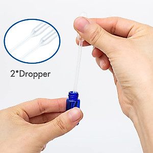 ZEJIA 3ml Roller Bottles 24Pack Cobalt Blue Thick Glass Essential Oil Roller Bottles Stainless Steel Roller Ball with 2 Droppers