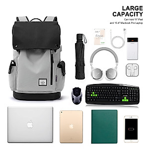 WindTook Travel Laptop Backpack for Men Casual Daypack with USB Charging Port School College Computer Book Bag Fit for 15 Inch Notebook, Gray