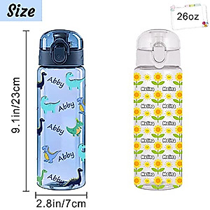 TTRhome Personalized Water Bottle with Names, Custom Clear Plastic Water Bottles for Boys Girls School Sports Gym Travel - 26oz/780ml