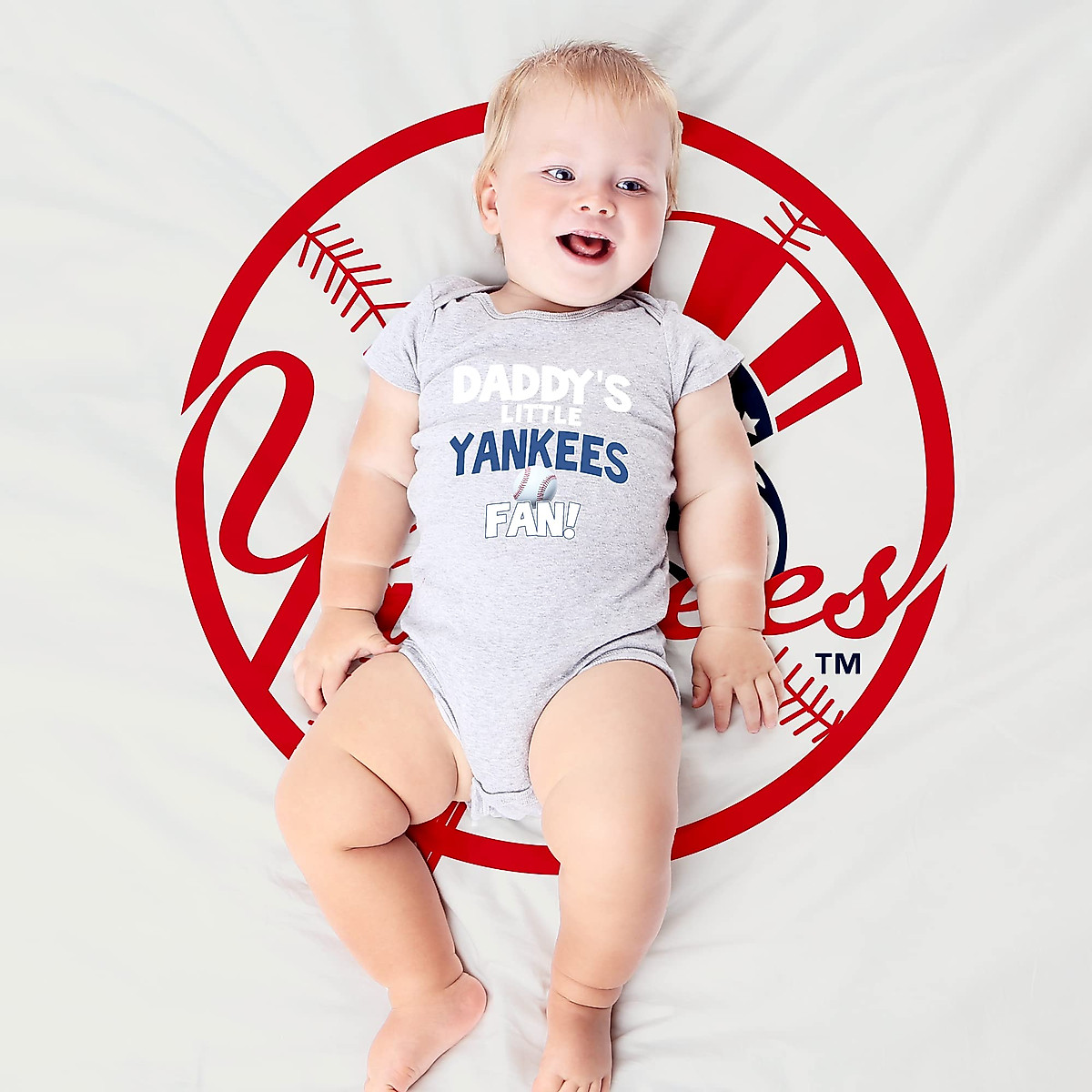 NanyCrafts Baby's Daddy's Little Yankees Fan Bodysuit 3 Months Navy