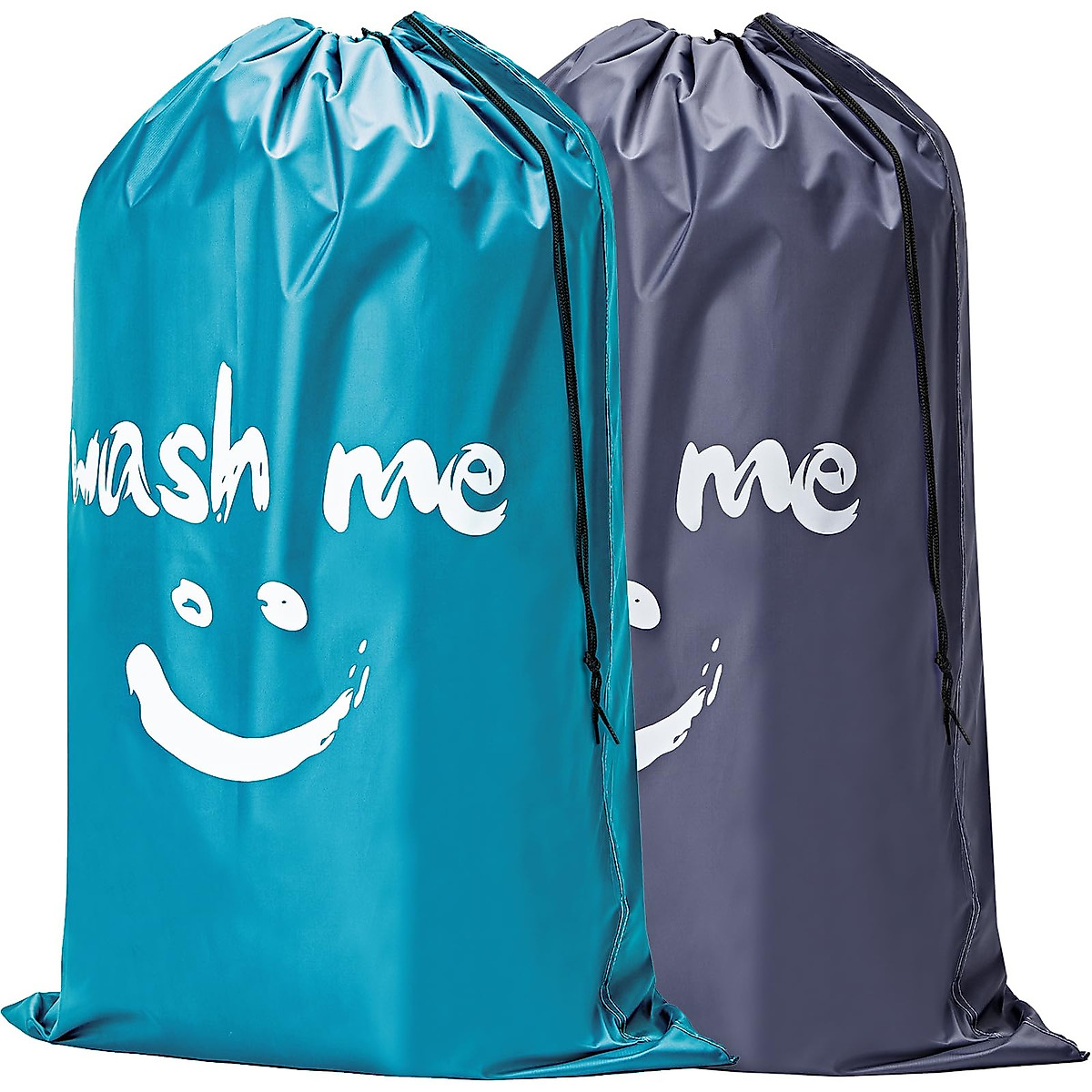 HOMEST 2 Pack XL Wash Me Travel Laundry Bag, Machine Washable Dirty Clothes Organizer, Large Enough to Hold 4 Loads of Laundry, Easy Fit a Laundry Hamper or Basket