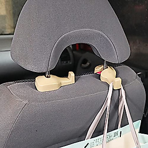 VARGTR 2 Pack Car Vehicle Back Seat Headrest Hanger Holder Hook,New Styles Car Hooks,Universal Purse Holder Car Seat Back Storage Organizer Hanger Hook,car headrest Hook (Beige)