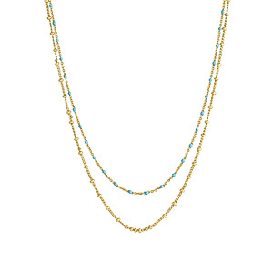 gorjana Women's Capri Layer Necklace, 18K Gold Plated, Turquoise and Golden Beads
