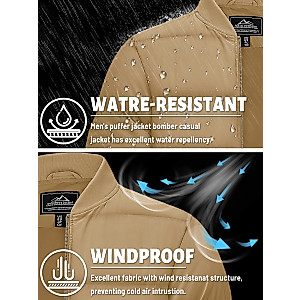 TACVASEN Mens Puffer Jacket Men Quilted Bomber for Men Lightweight Winter Full Zip Padded Jacket Windbreaker Men